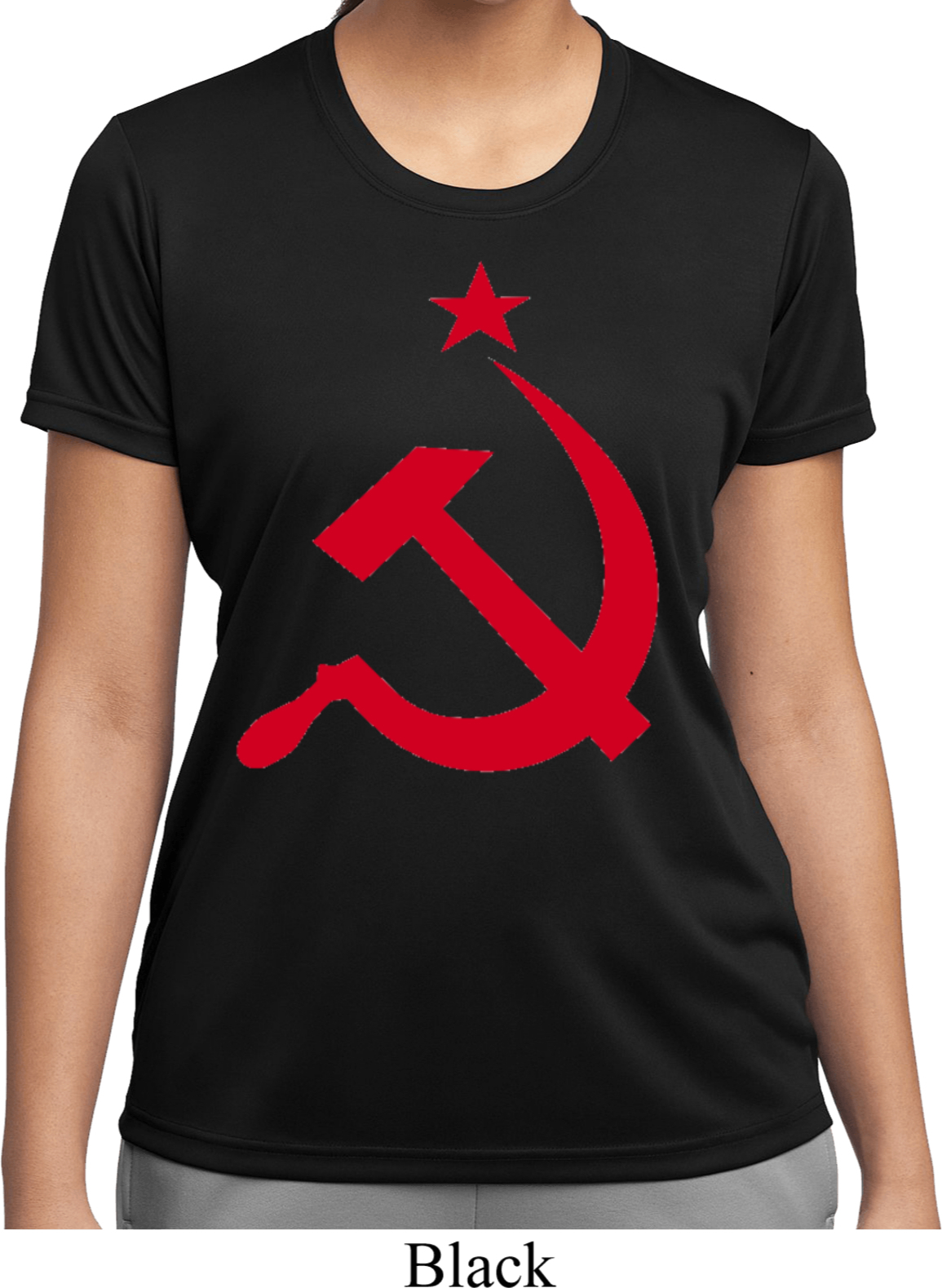 Ladies Soviet Shirt Red Hammer And Sickle Moisture Wicking Tee - Red ...