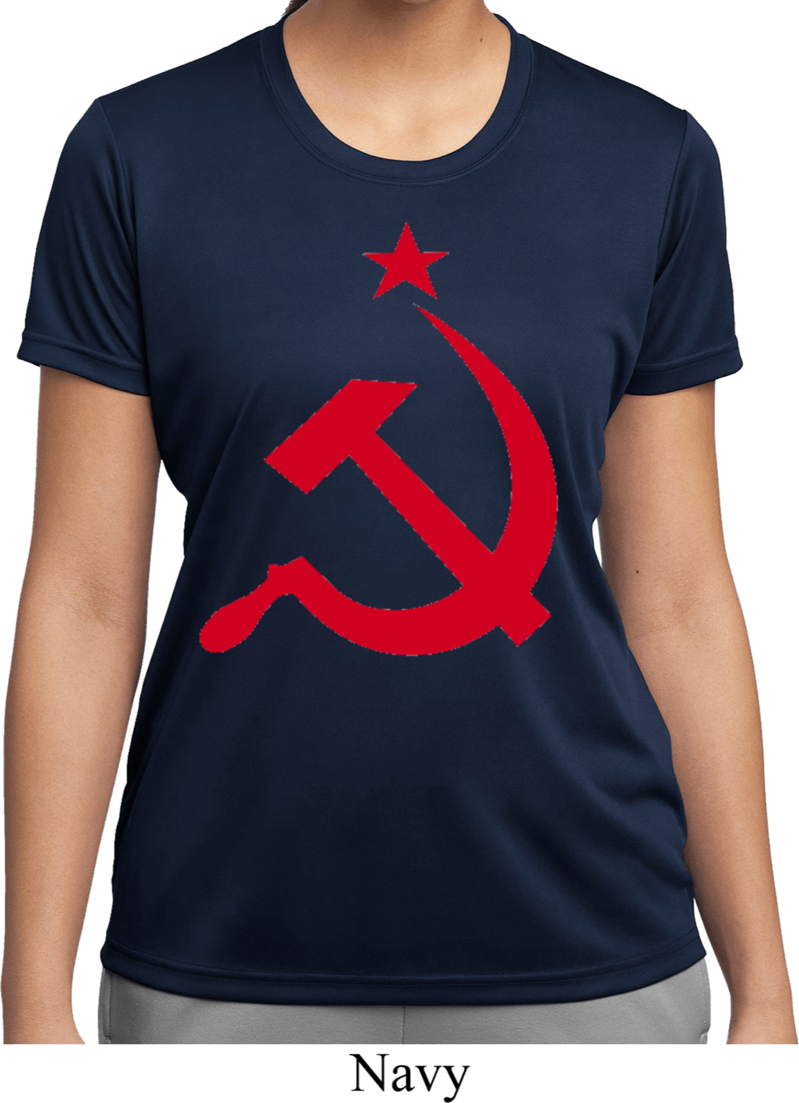 Ladies Soviet Shirt Red Hammer And Sickle Moisture Wicking Tee - Red ...