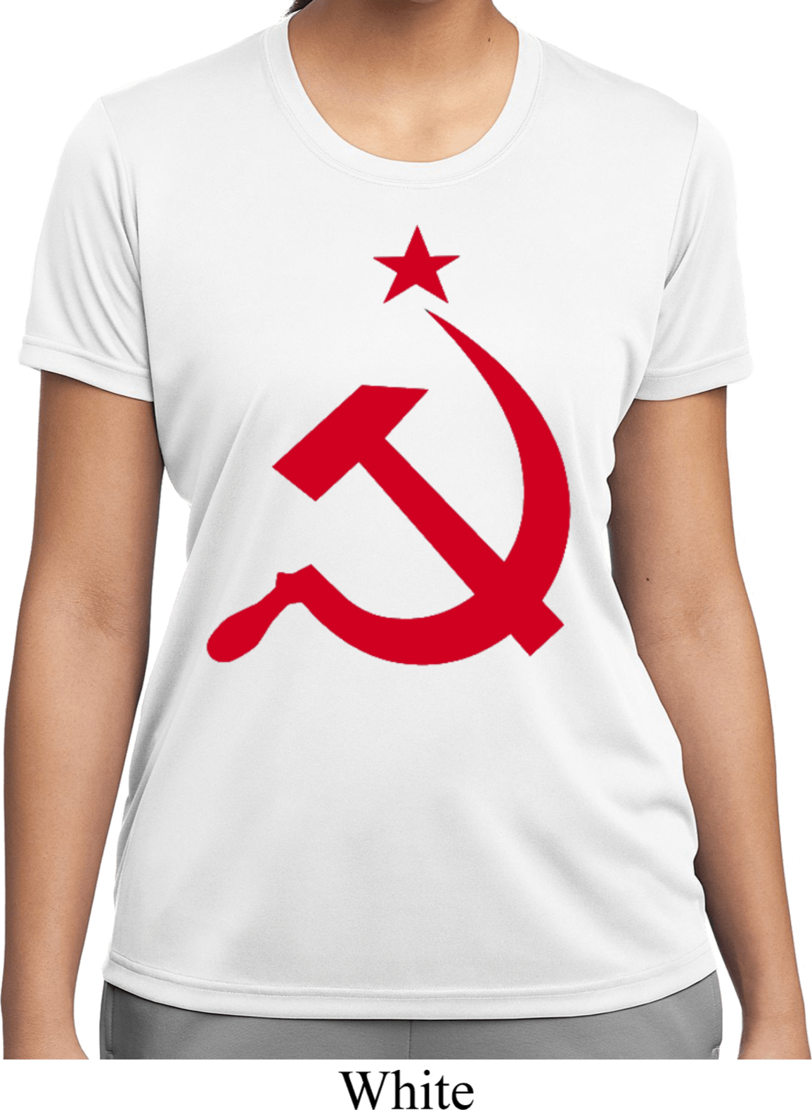 Ladies Soviet Shirt Red Hammer And Sickle Moisture Wicking Tee - Red ...