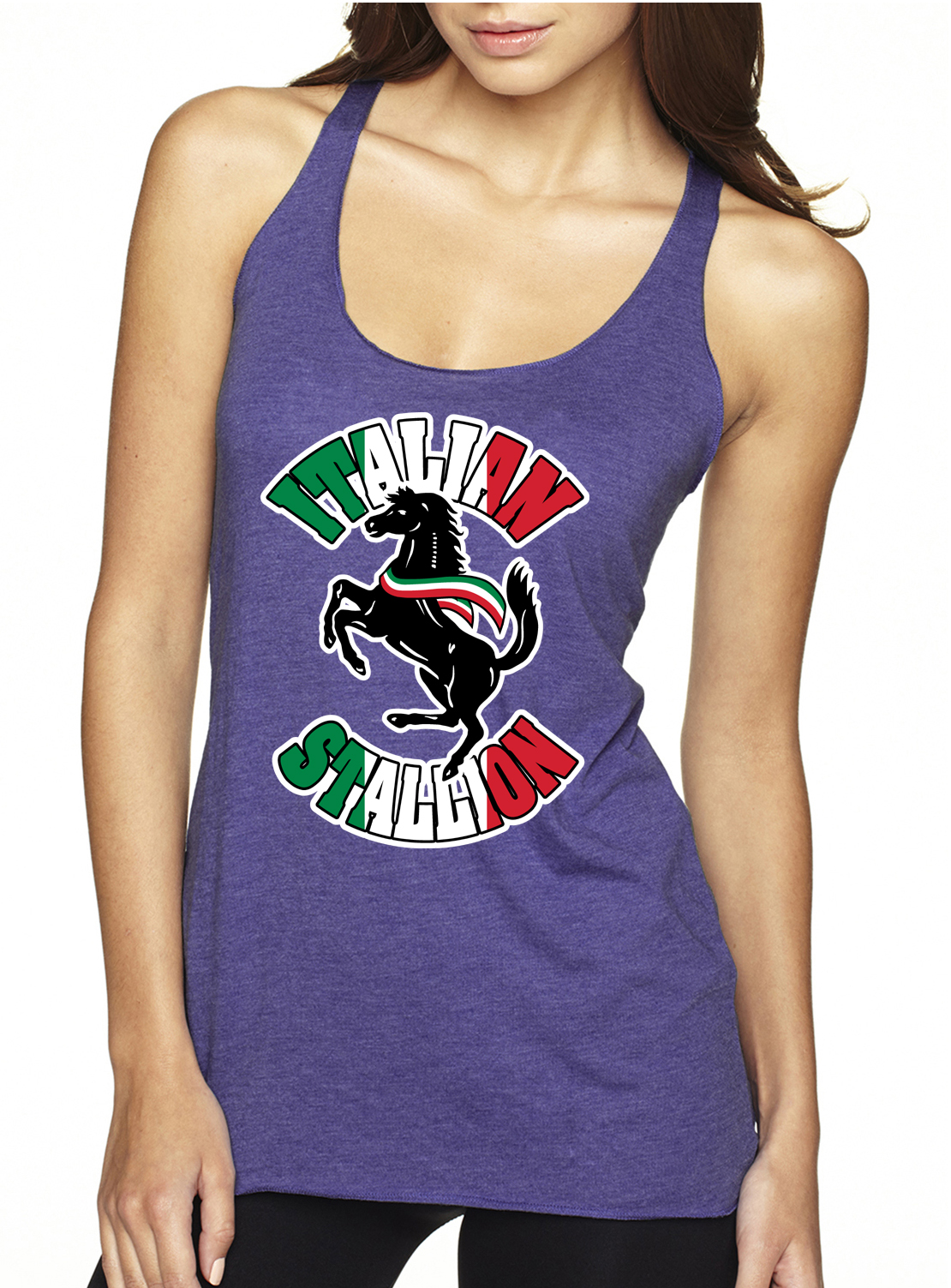 Ladies Tanktop Italian Stallion Tri Blend Racerback Tank Top - Italian ...