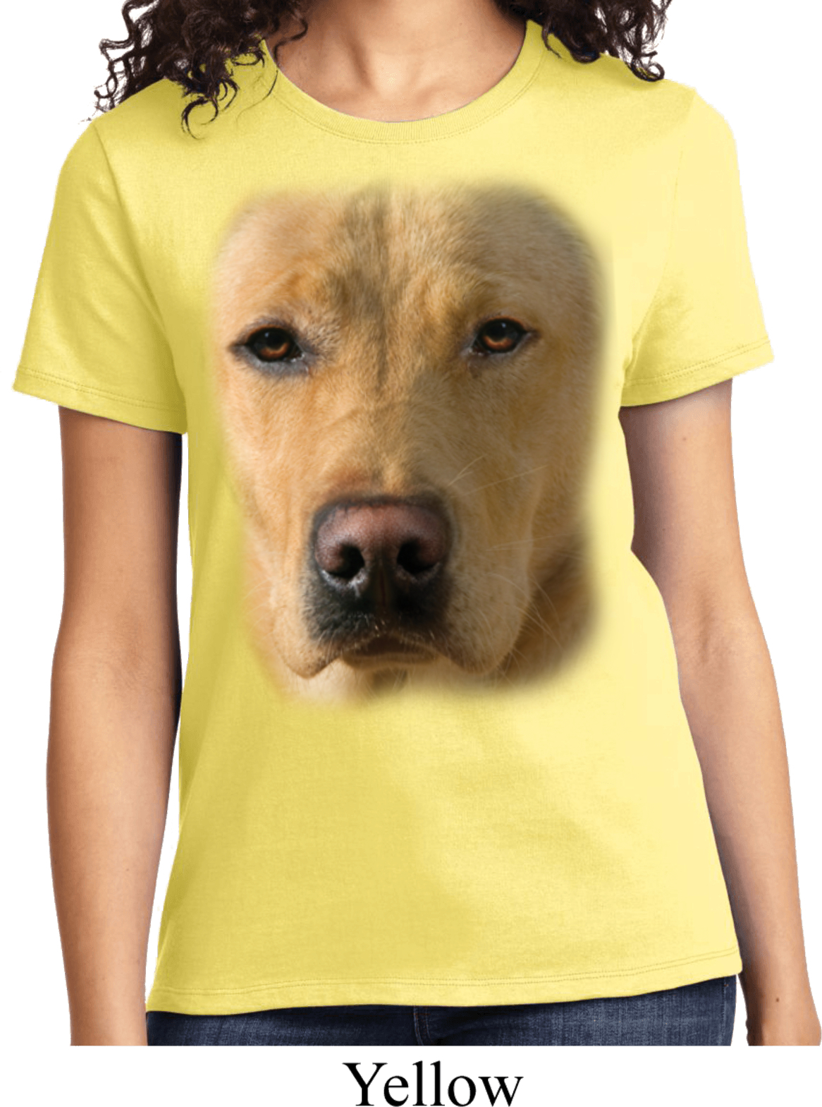Ladies Yellow Lab Shirt Big Yellow Lab Face Tee T-Shirt - Big Yellow ...