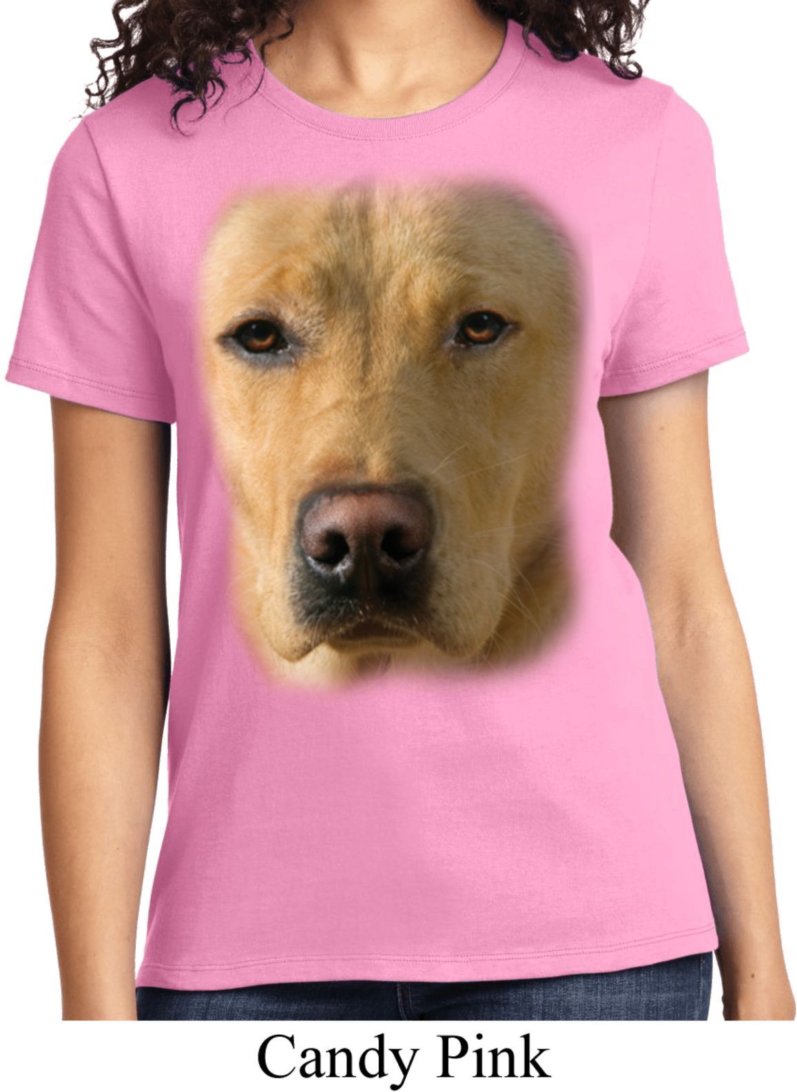 Ladies Yellow Lab Shirt Big Yellow Lab Face Tee T-Shirt - Big Yellow ...