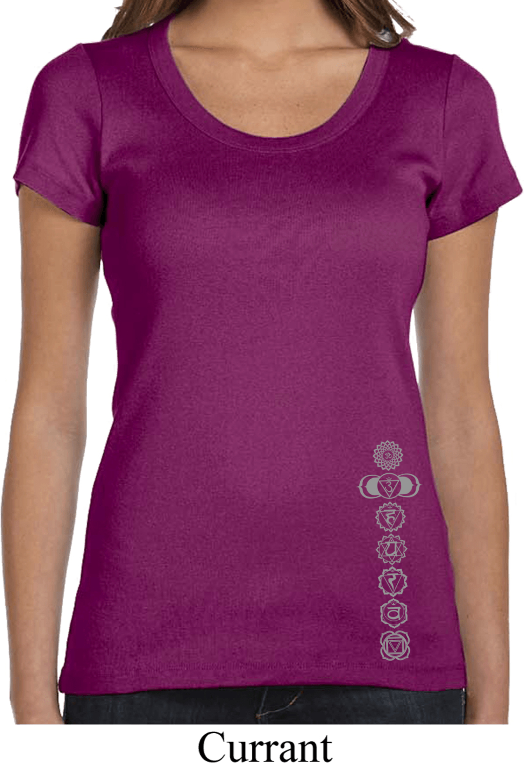 Ladies Yoga Shirt 7 Chakras Bottom Print Scoop Neck Tee T-Shirt - 7 ...