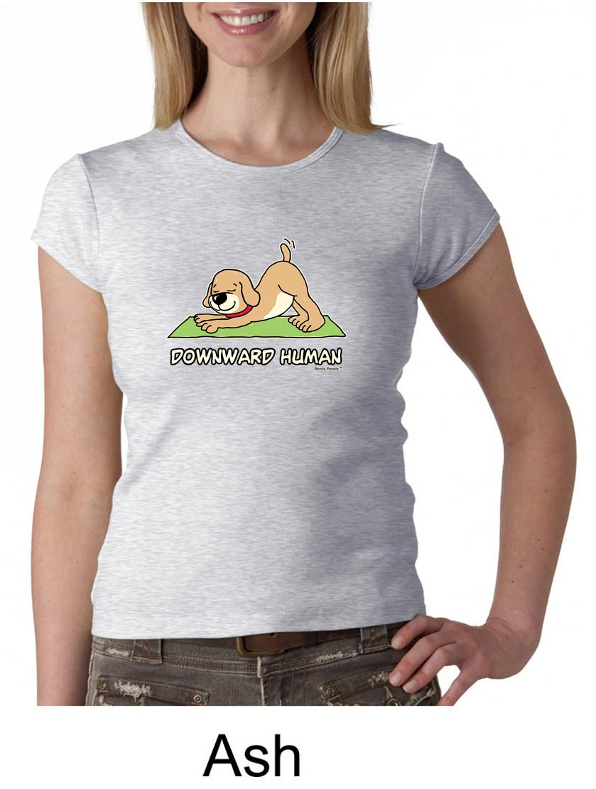 Ladies Yoga Shirt Downward Human Crewneck Tee T-Shirt - Downward Human ...