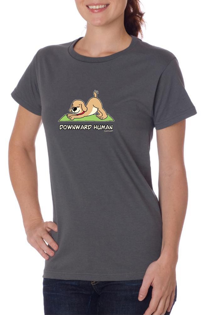 Ladies Yoga Shirt Downward Human Organic Tee T-Shirt - Downward Human ...