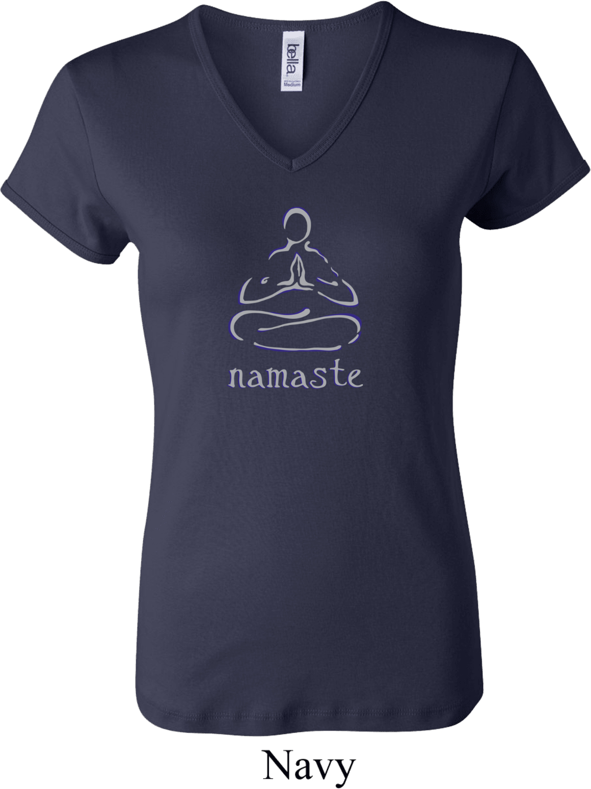 Ladies Yoga Shirt Namaste Lotus Pose V-neck Tee T-Shirt - Namaste Lotus ...