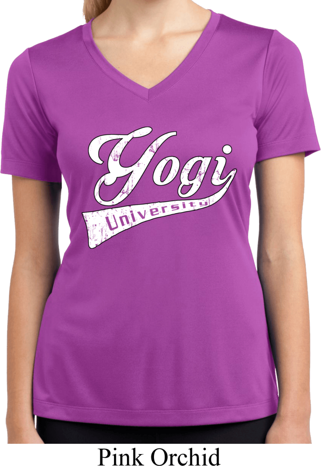 Ladies Yoga Shirt Yogi University Moisture Wicking V-neck Tee T-Shirt ...