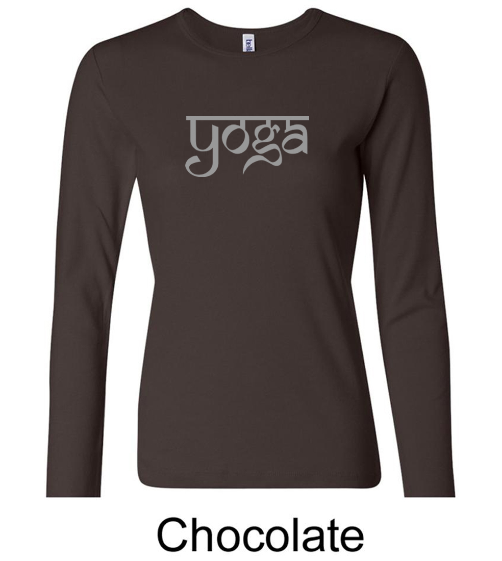Ladies Yoga T-shirt Sanskrit Yoga Text Long Sleeve Shirt - Sanskrit ...