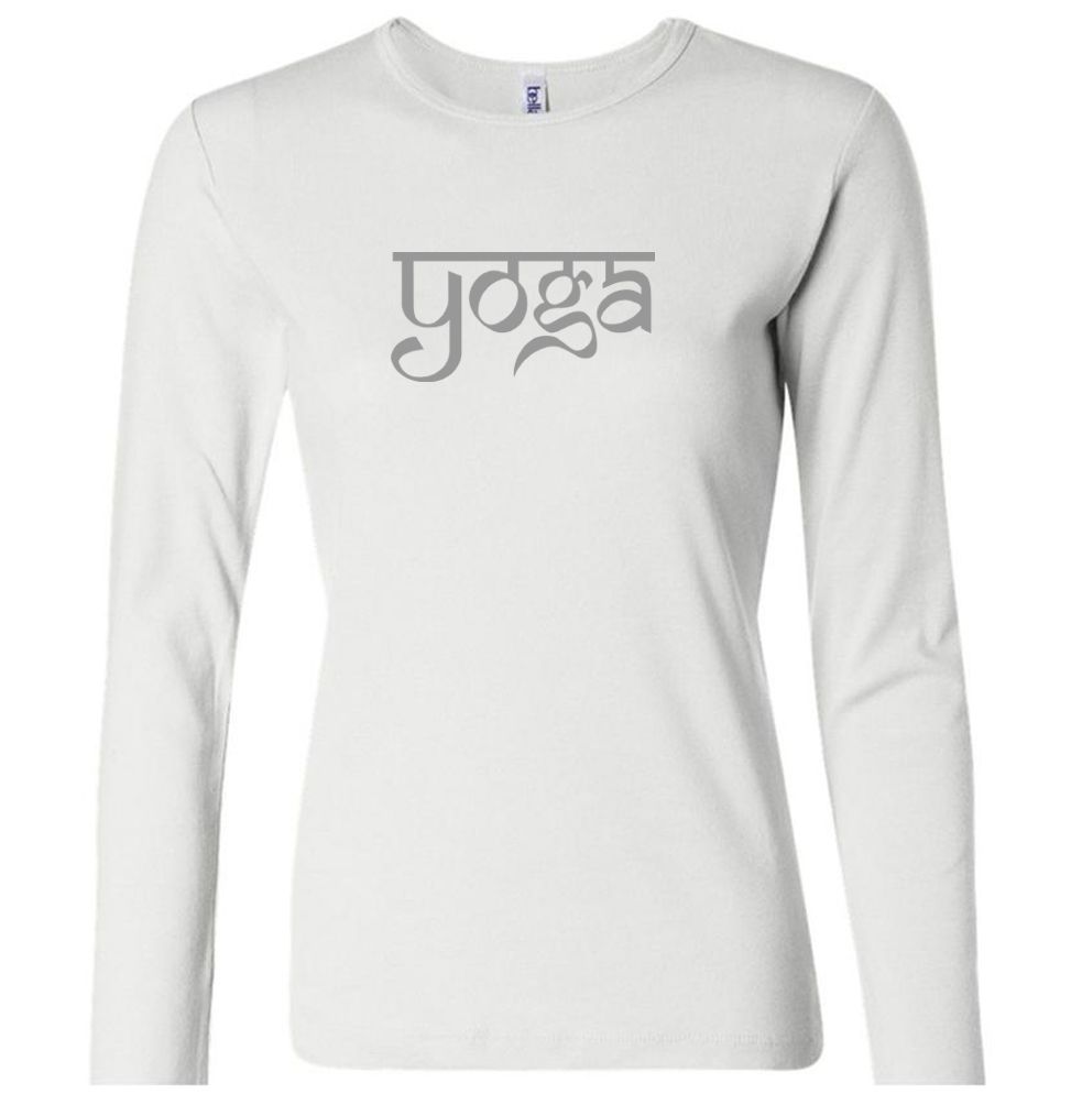 Ladies Yoga T-shirt Sanskrit Yoga Text Long Sleeve Shirt - Sanskrit ...