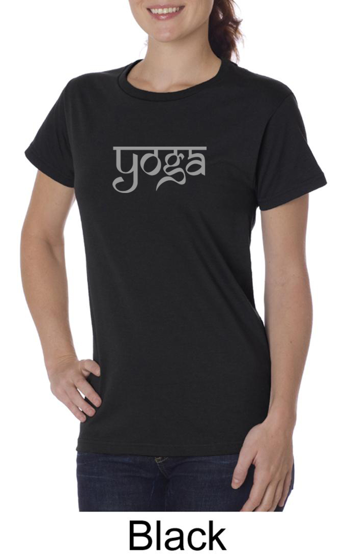 Ladies Yoga T-shirt Sanskrit Yoga Text Organic Tee - Sanskrit Yoga Text ...