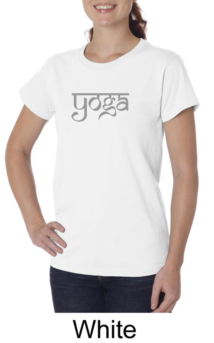 Ladies Yoga T-shirt Sanskrit Yoga Text Organic Tee - Sanskrit Yoga Text ...