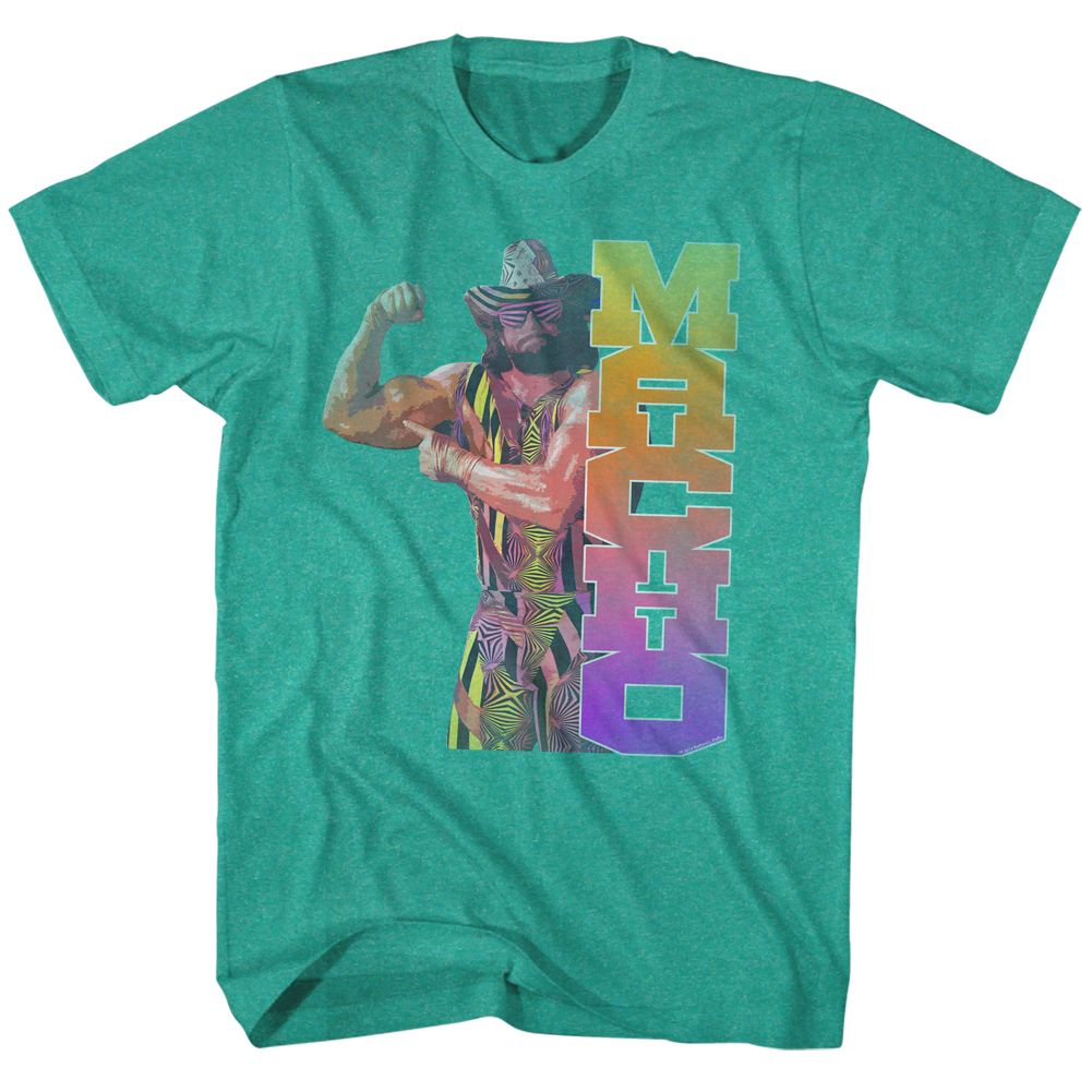 Macho Man Shirt Macho Muscle Teal T-Shirt - Macho Man Shirts