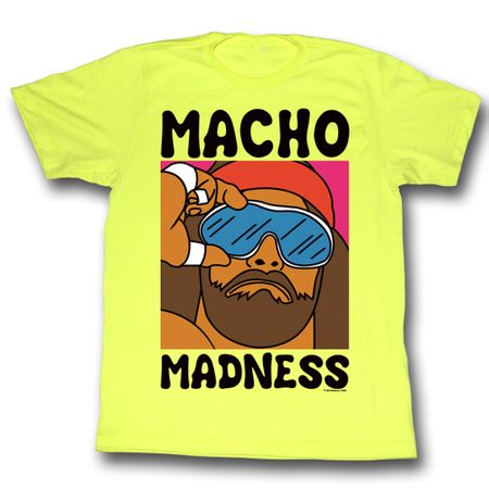 Macho Man Shirt Madness Adult Yellow Tee T-Shirt - Macho Man Shirts