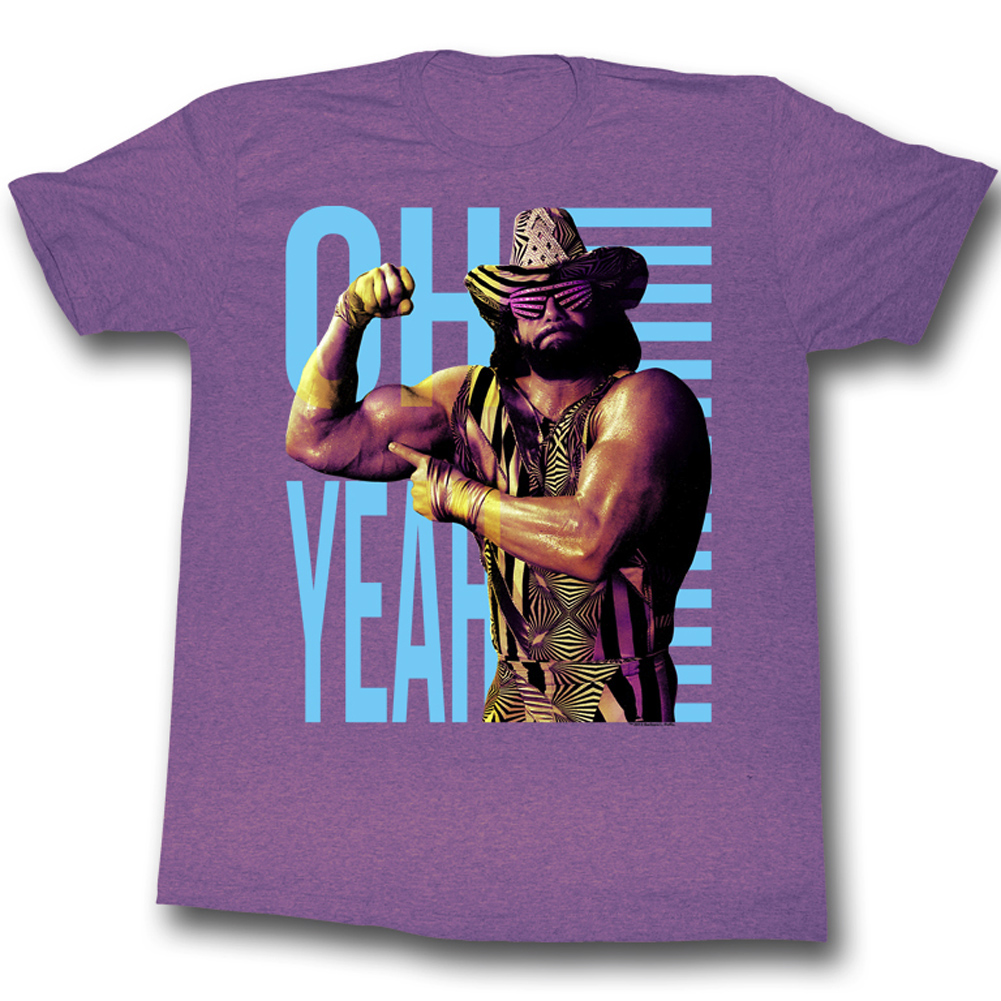 Macho Man Shirt Oh Yeah Adult Purple Heather Tee T-Shirt - Macho Man Shirts
