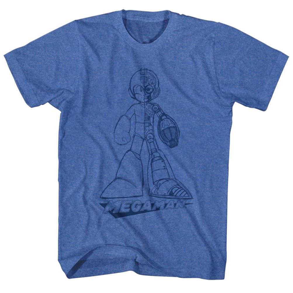 Mega Man Shirt Blueprint Royal Blue T-Shirt - Mega Man Shirts