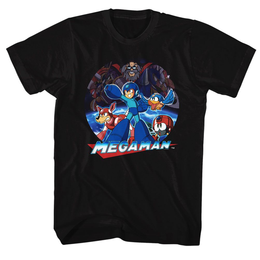 Mega Man Shirt Man Collage Black T-Shirt - Mega Man Shirts