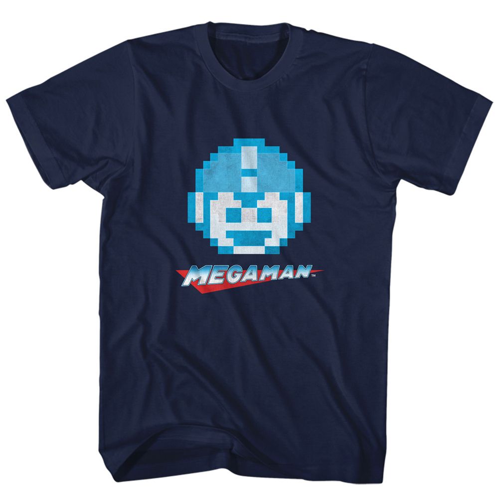 Mega Man Shirt Megaface Navy Blue T-Shirt - Mega Man Shirts