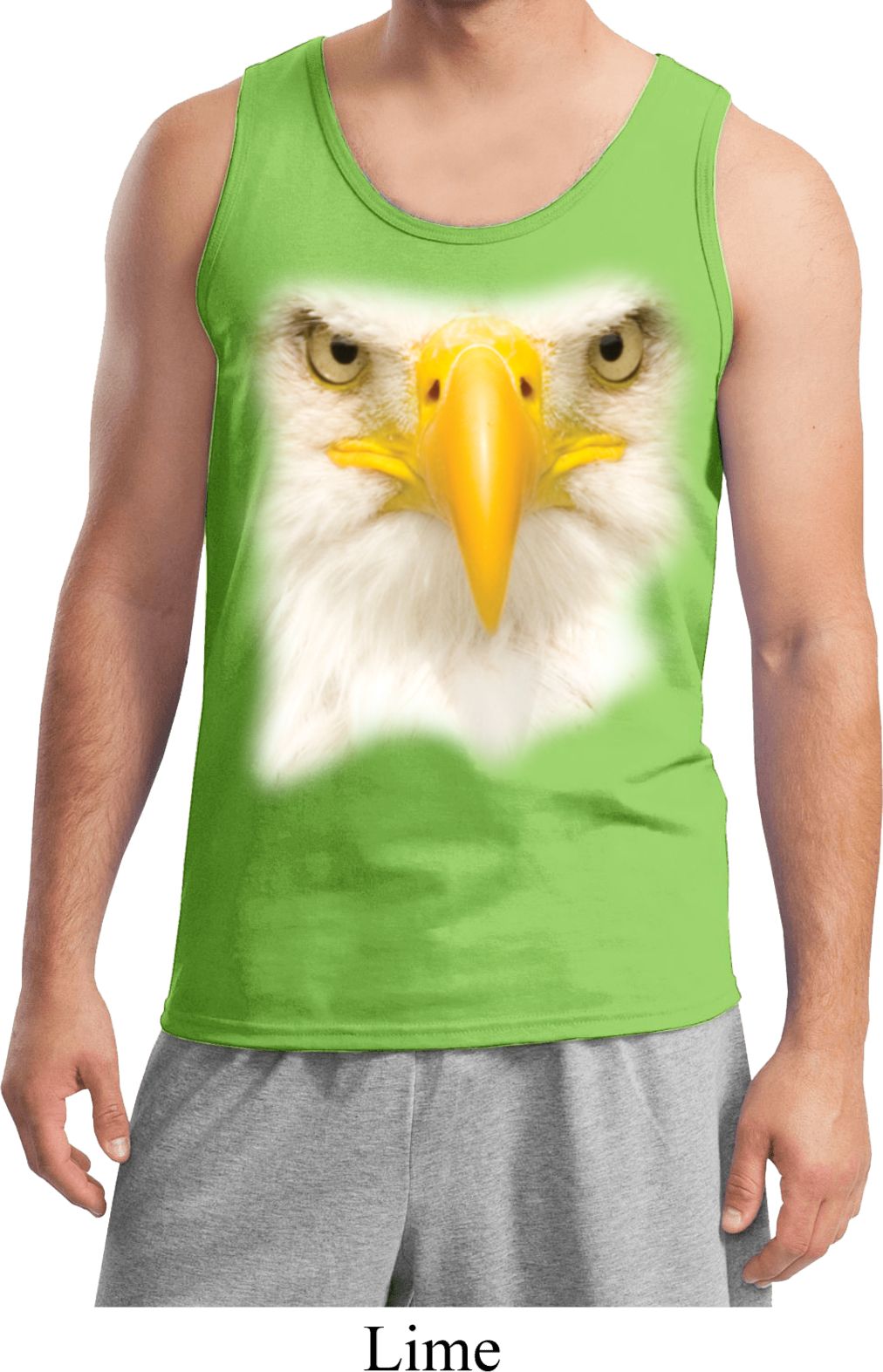 Mens Bald Eagle Tanktop Big Bald Eagle Face Tank Top - Big Bald Eagle ...