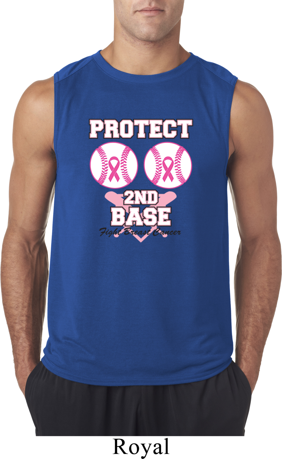 Mens Breast Cancer Shirt Protect 2nd Base Sleeveless Tee T-Shirt ...