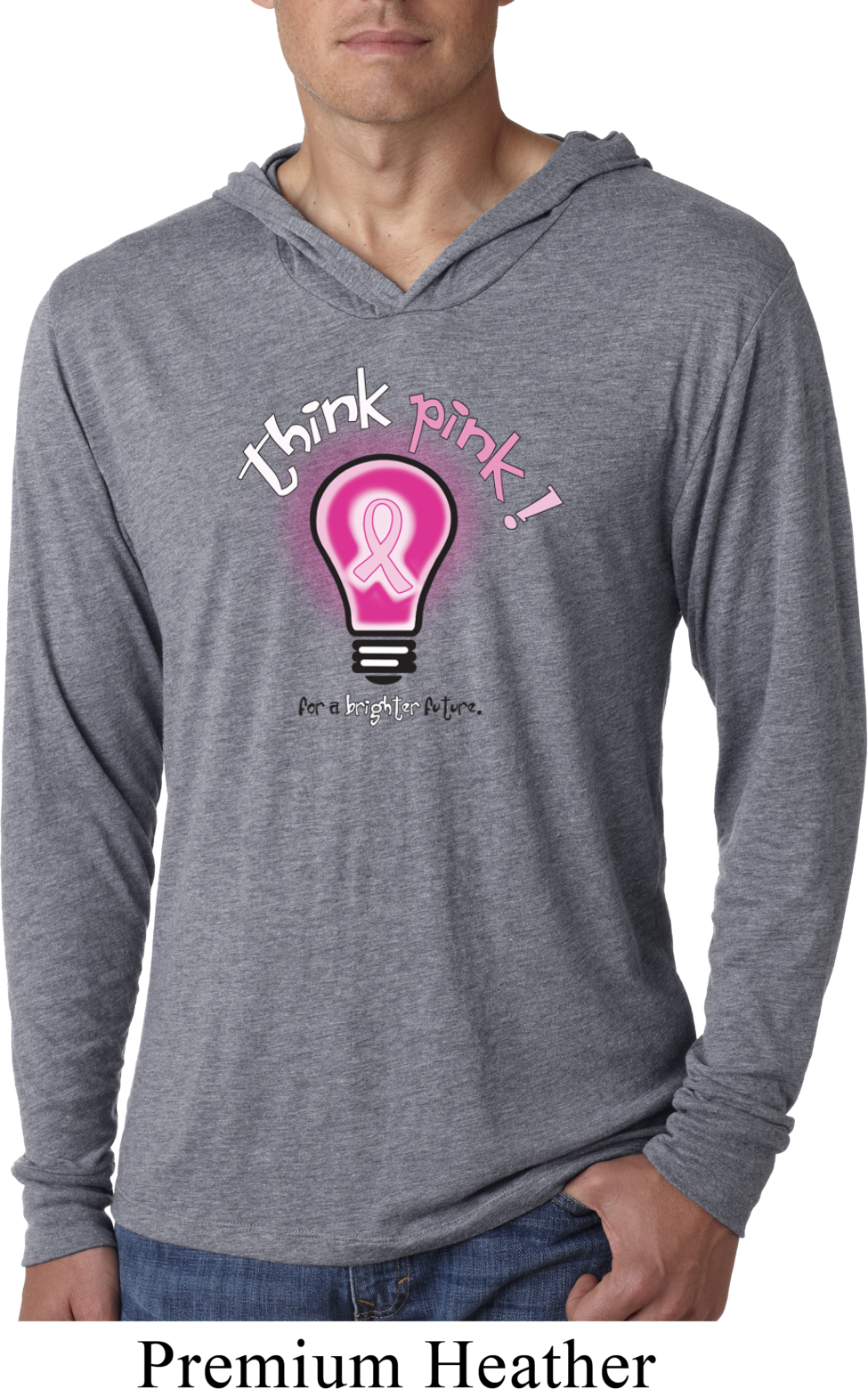 Mens Breast Cancer Shirt Think Pink Lightweight Hoodie Tee T-Shirt ...