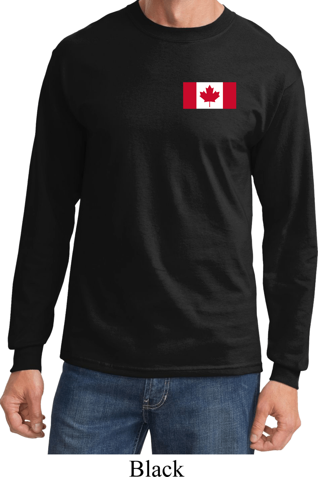 Mens Canada Tee Canadian Flag Pocket Print Long Sleeve - Canadian Flag ...