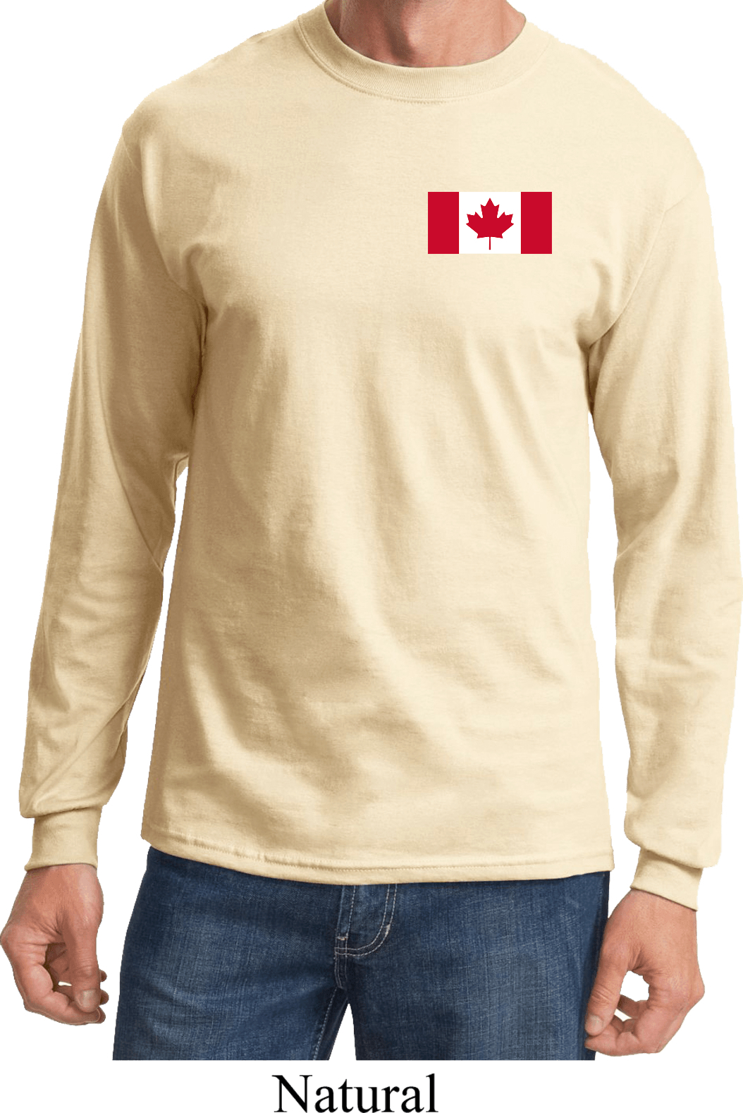 Mens Canada Tee Canadian Flag Pocket Print Long Sleeve - Canadian Flag ...
