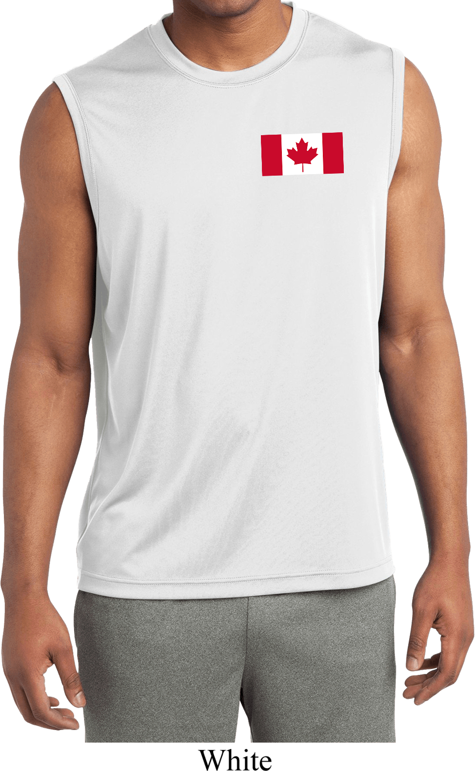 Mens Canadian Flag Pocket Print Dry Wicking Sleeveless Shirt - Canadian ...