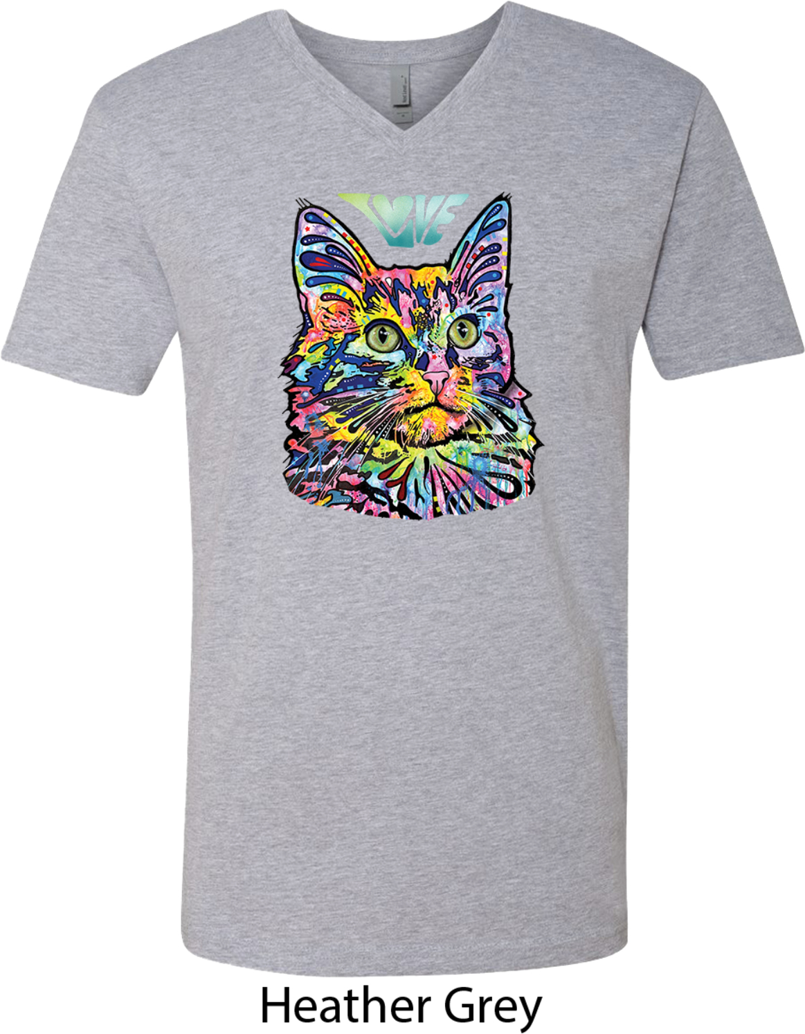 Mens Cat Tee Love Cat V-neck Shirt - Love Cat Mens Shirts