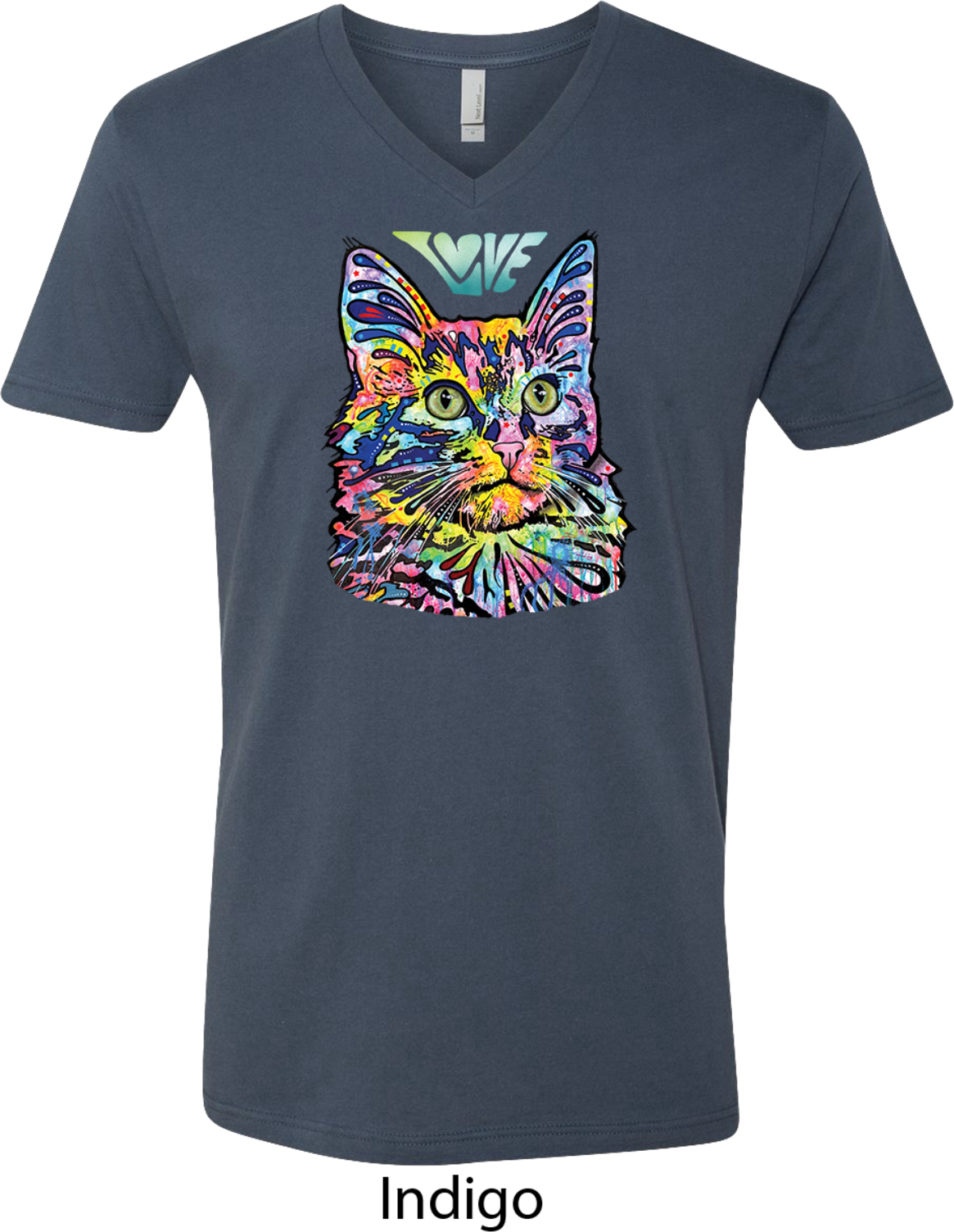 Mens Cat Tee Love Cat V-neck Shirt - Love Cat Mens Shirts