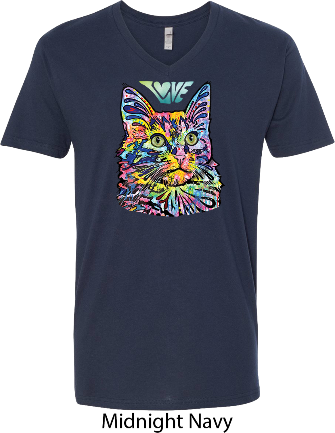 Mens Cat Tee Love Cat V-neck Shirt - Love Cat Mens Shirts