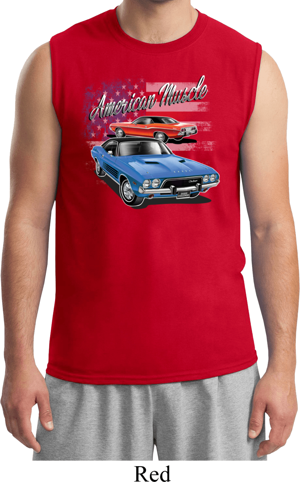 Mens Dodge American Muscle Blue and Red Muscle Shirt - American Muscle ...