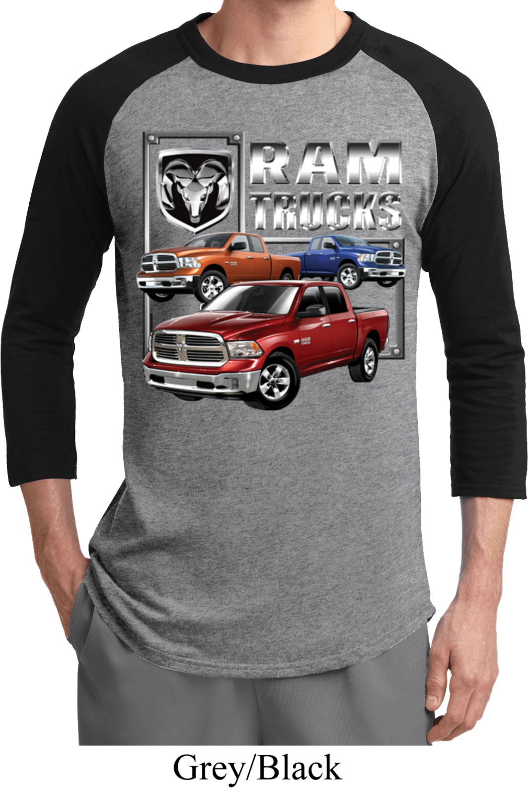 Mens Dodge Shirt Ram Trucks Raglan Tee T-Shirt - Dodge Ram Trucks Mens ...