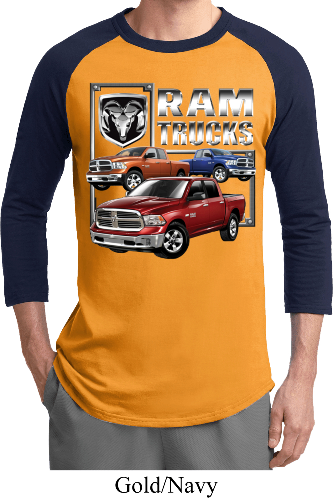Mens Dodge Shirt Ram Trucks Raglan Tee T-Shirt - Dodge Ram Trucks Mens ...