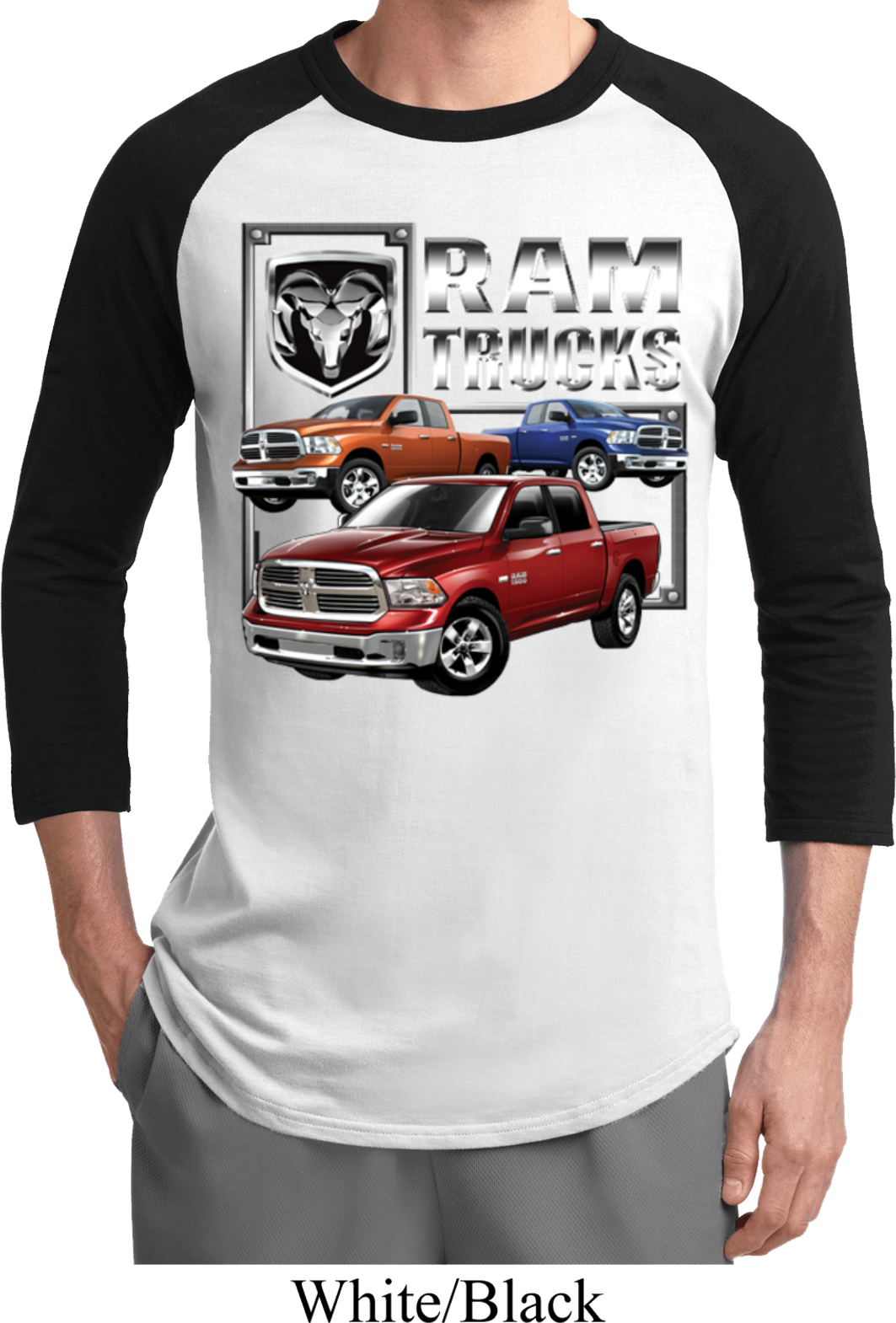 Mens Dodge Shirt Ram Trucks Raglan Tee T-Shirt - Dodge Ram Trucks Mens ...