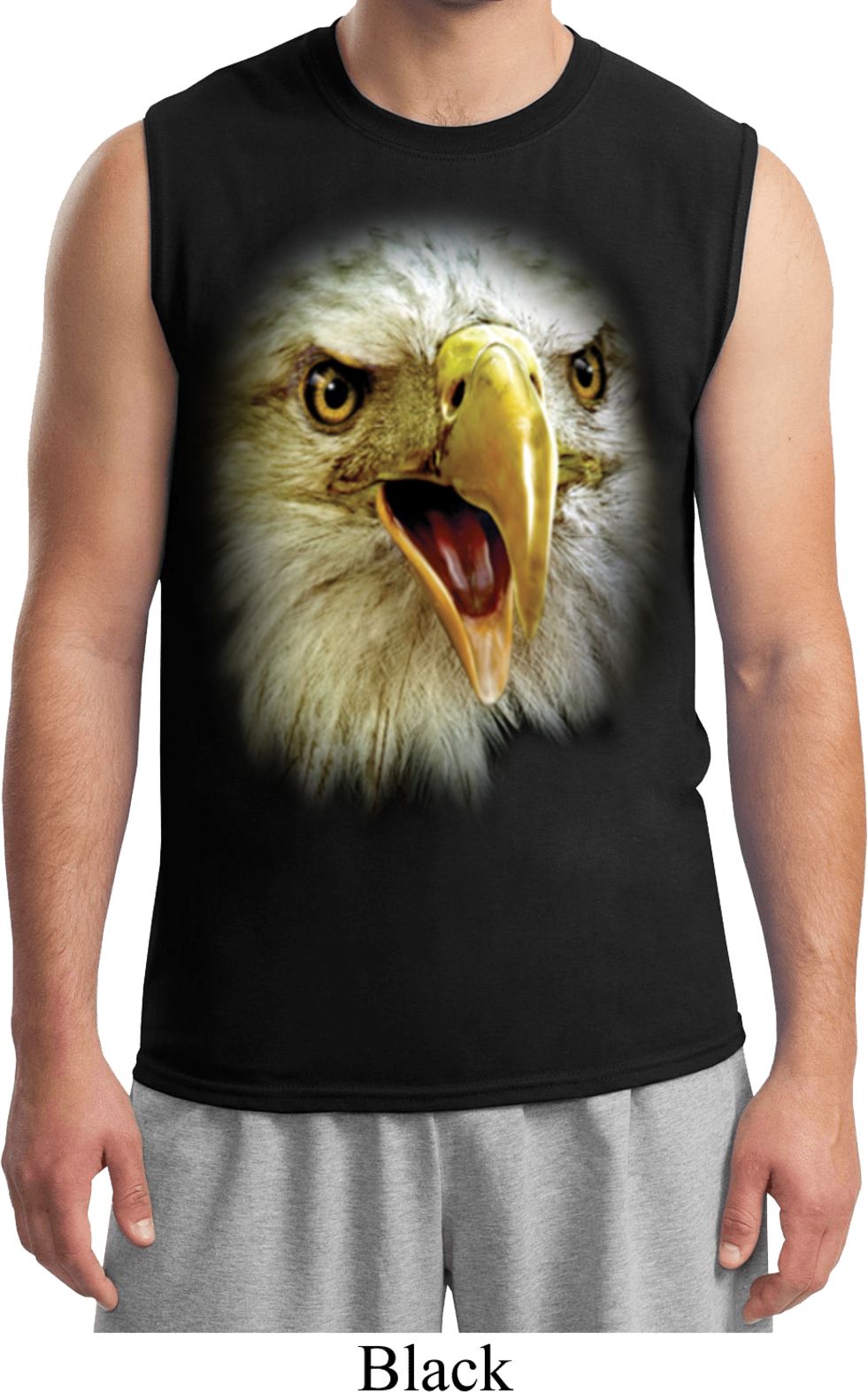 Mens Eagle Shirt Big Eagle Face Muscle Tee T-Shirt - Big Eagle Face ...