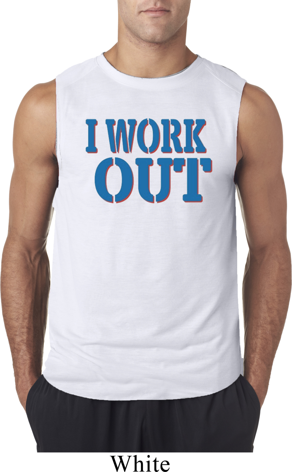 Mens Fitness Shirt I Work Out Sleeveless Tee T-Shirt - I Work Out Mens ...