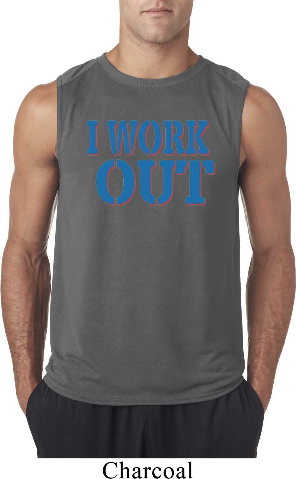 Mens Fitness Shirt I Work Out Sleeveless Tee T-Shirt - I Work Out Mens ...