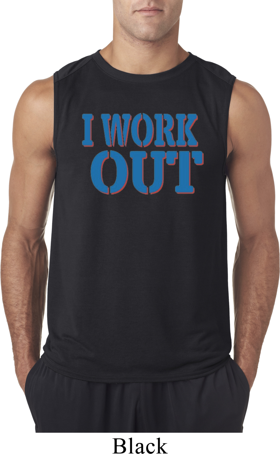 Mens Fitness Shirt I Work Out Sleeveless Tee T-Shirt - I Work Out Mens ...