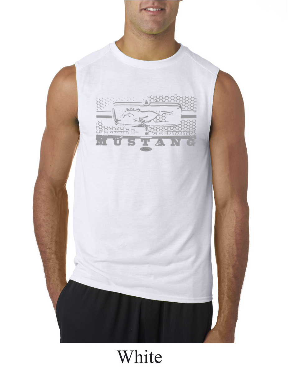 Mens Ford Mustang Shirt Honeycomb Grille Sleeveless Tee T-Shirt - Ford ...