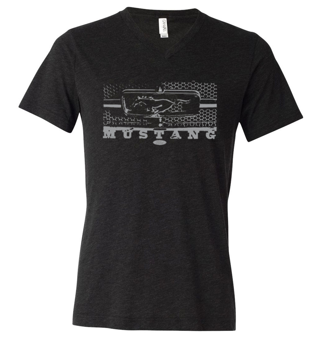 Mens Ford Mustang Shirt Honeycomb Grille Tri Blend V-neck Tee T-Shirt ...