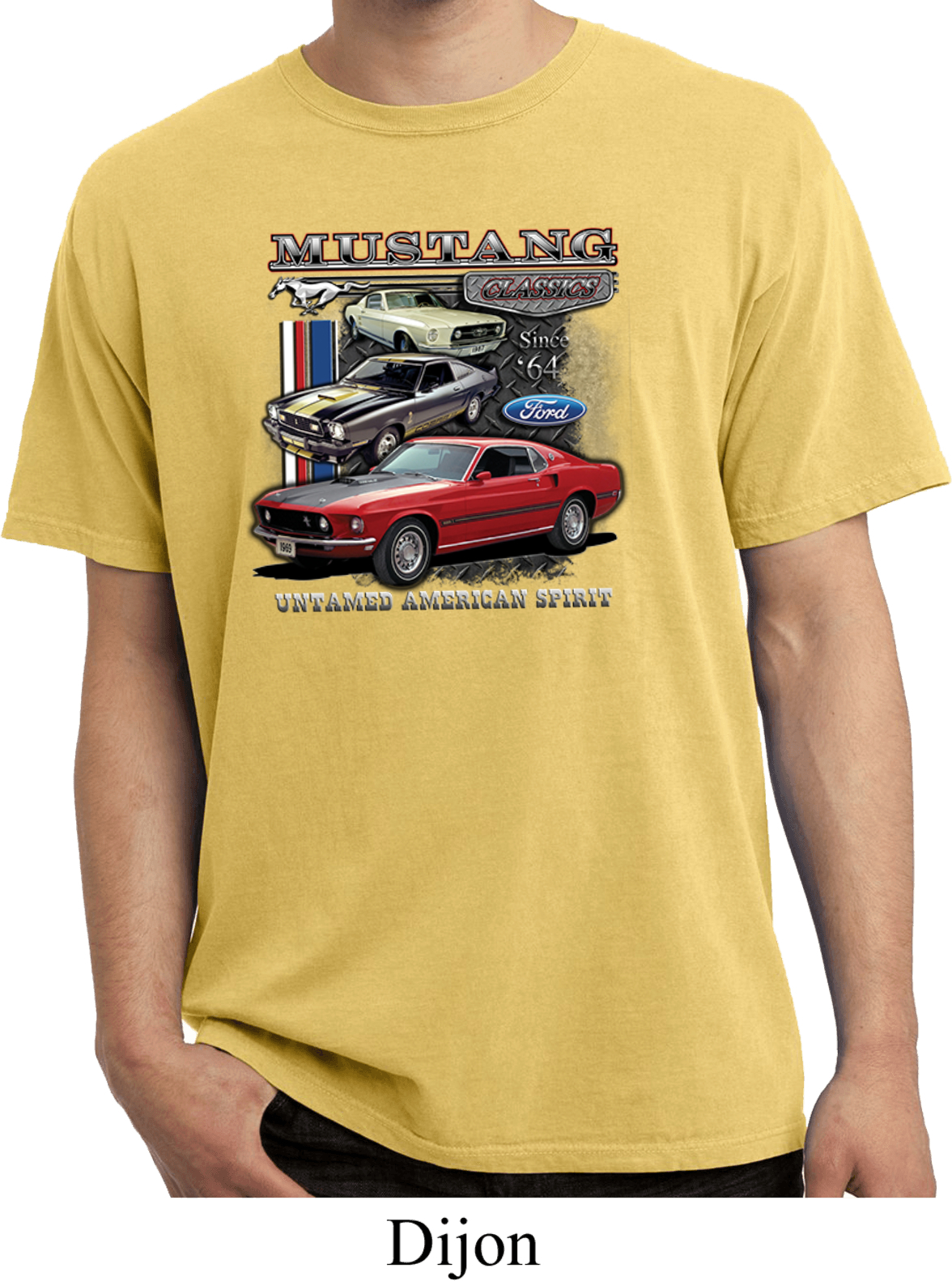 Mens Ford Tee Classic Mustangs Untamed Pigment Dyed Shirt - Ford ...