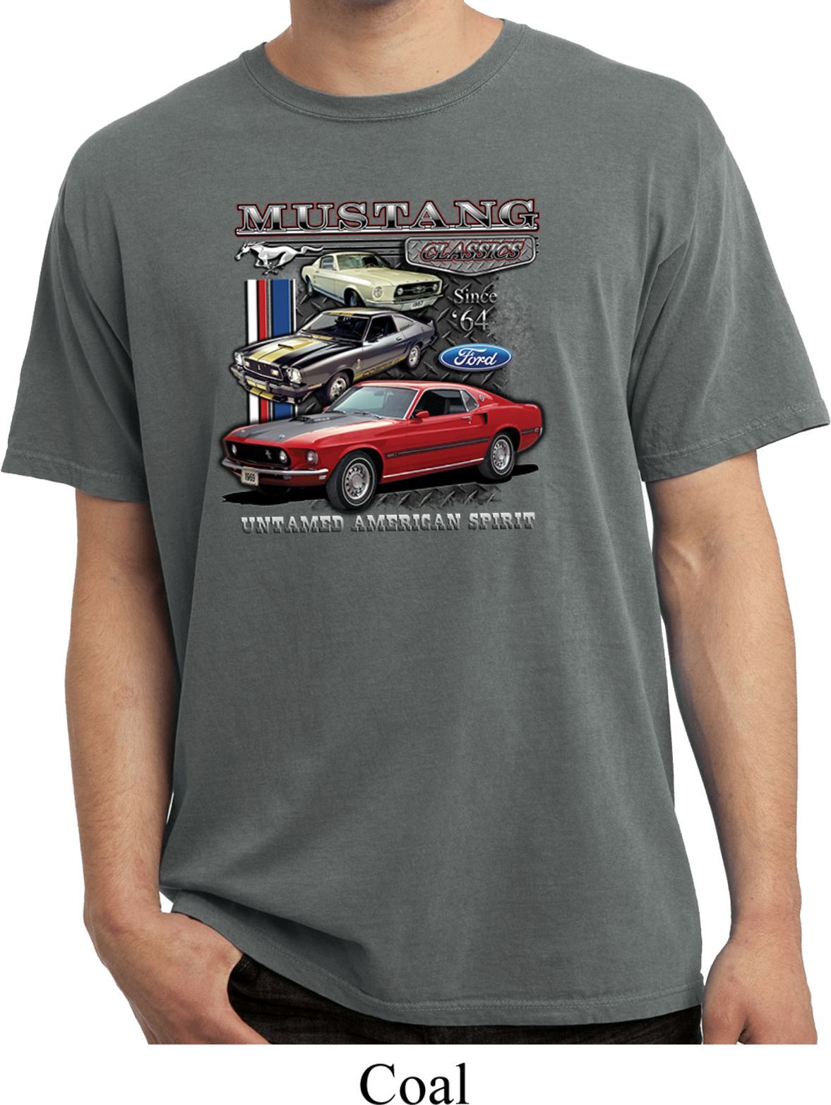 Mens Ford Tee Classic Mustangs Untamed Pigment Dyed Shirt - Ford ...