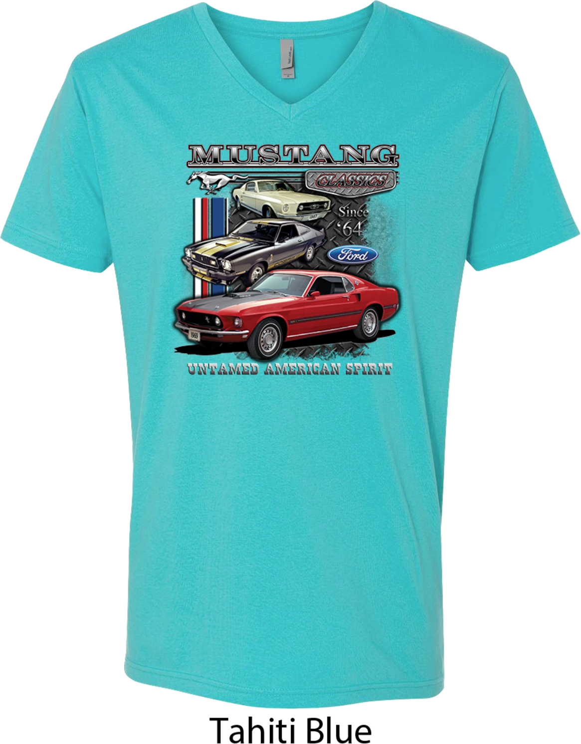 Mens Ford Tee Classic Mustangs Untamed V-neck Shirt - Ford Classic ...