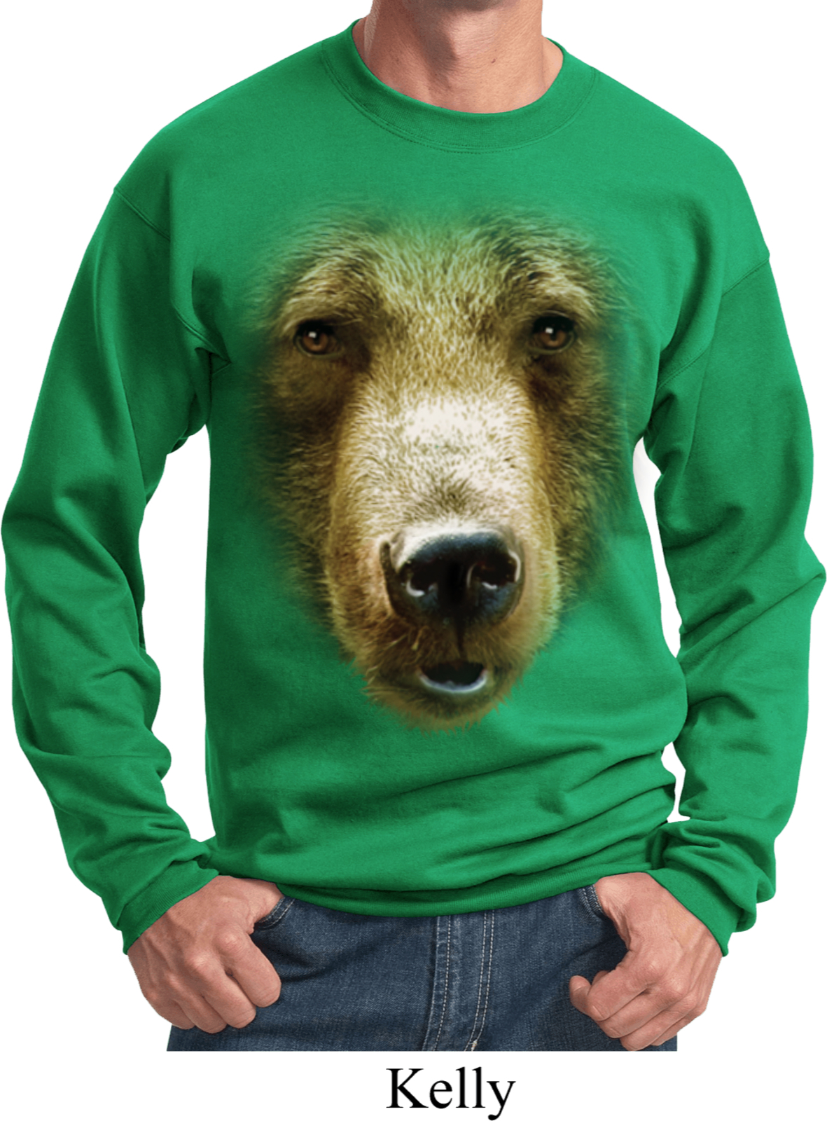 Mens Grizzly Bear Sweatshirt Big Grizzly Bear Face Sweat Shirt - Big ...