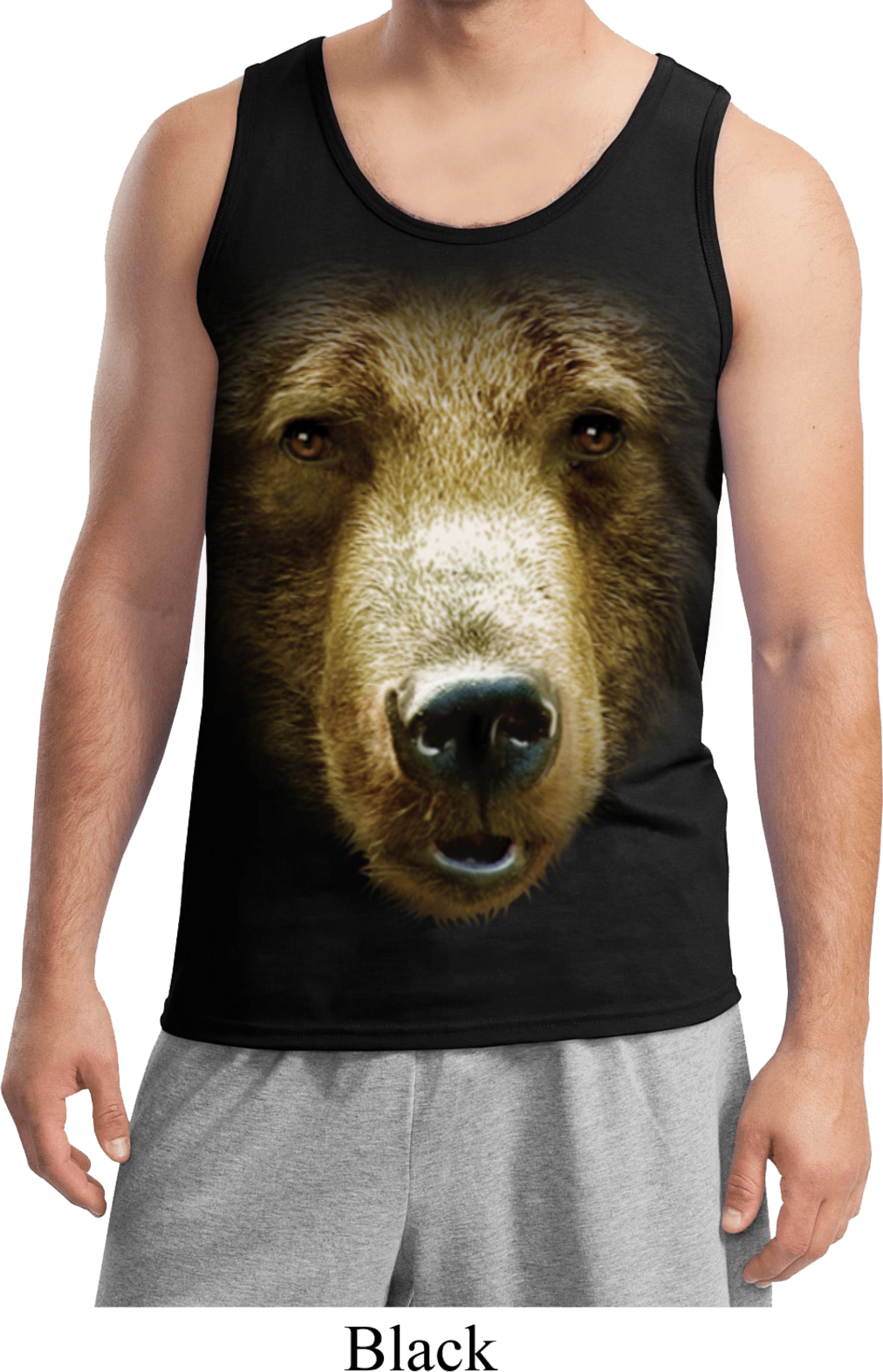 Mens Grizzly Bear Tanktop Big Grizzly Bear Face Tank Top - Big Grizzly ...