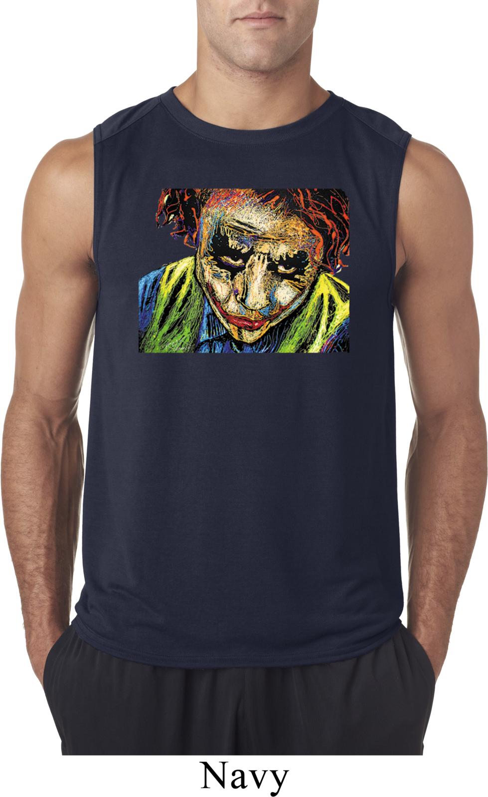 Mens Joker Face Sleeveless Shirt - Joker Face Mens Shirts