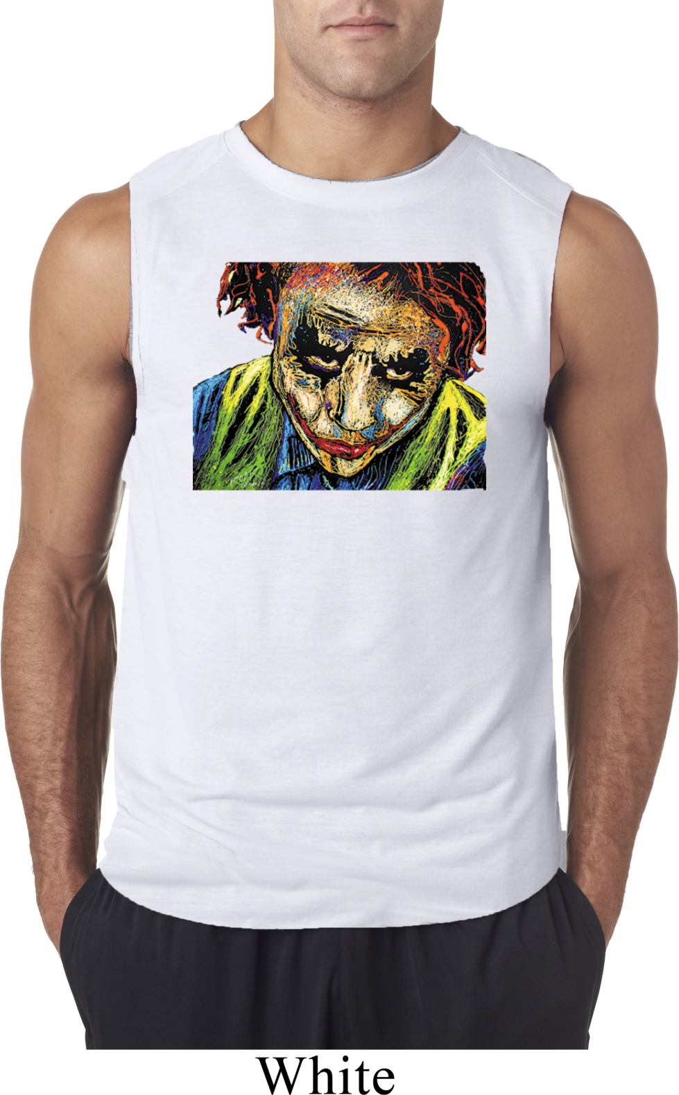 Mens Joker Face Sleeveless Shirt - Joker Face Mens Shirts