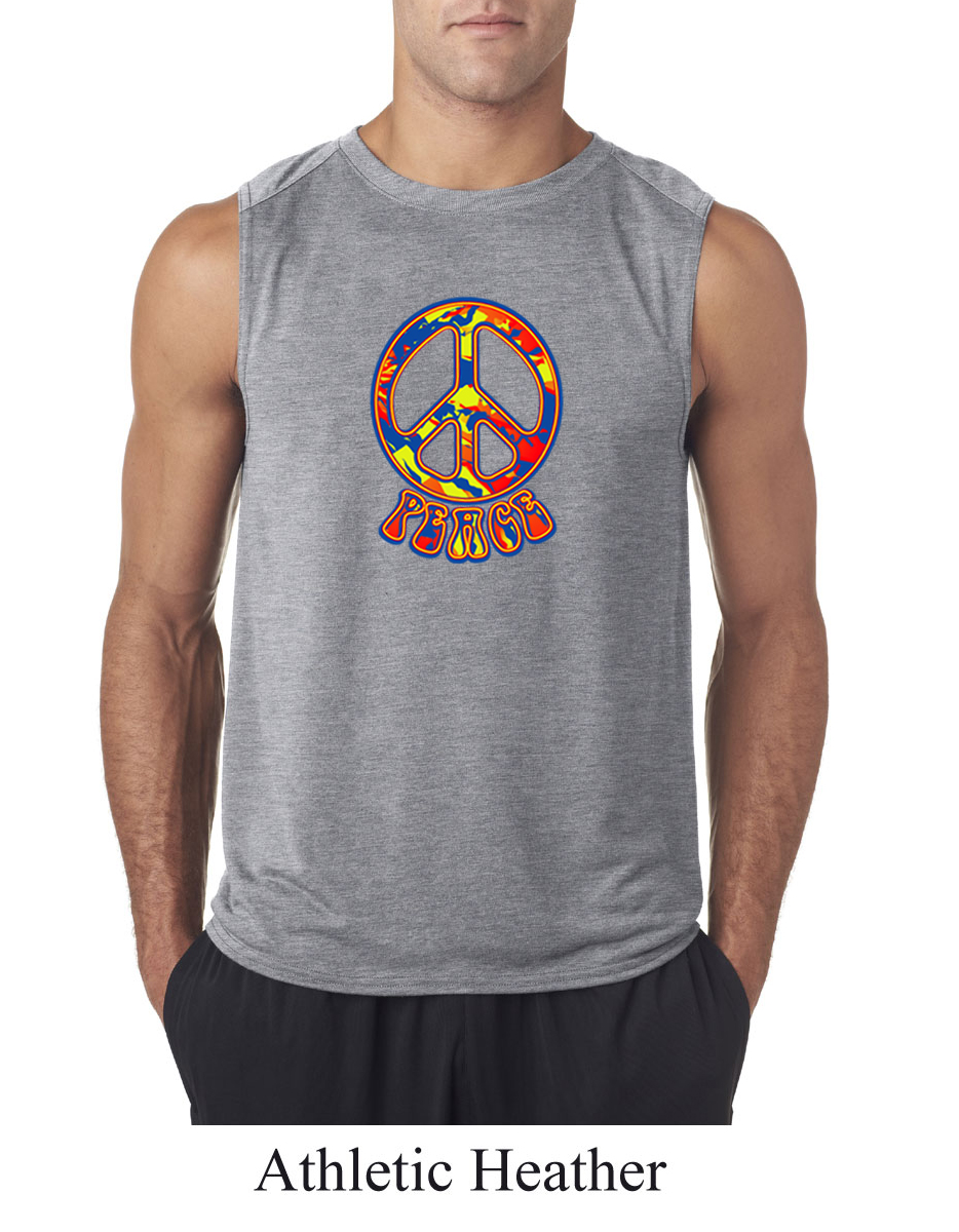 Mens Peace Shirt Funky Peace Sleeveless Tee T-Shirt - Funky Peace Mens ...