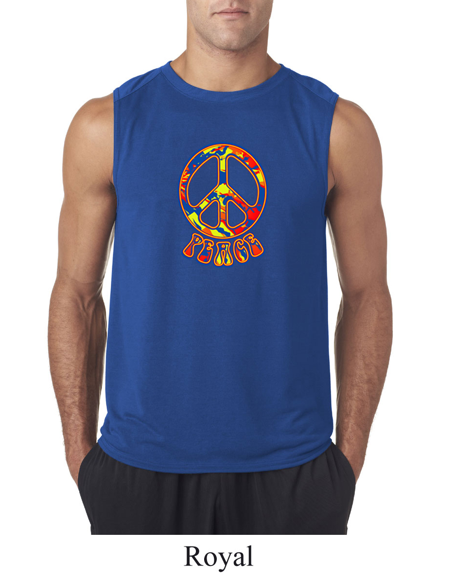 Mens Peace Shirt Funky Peace Sleeveless Tee T-Shirt - Funky Peace Mens ...