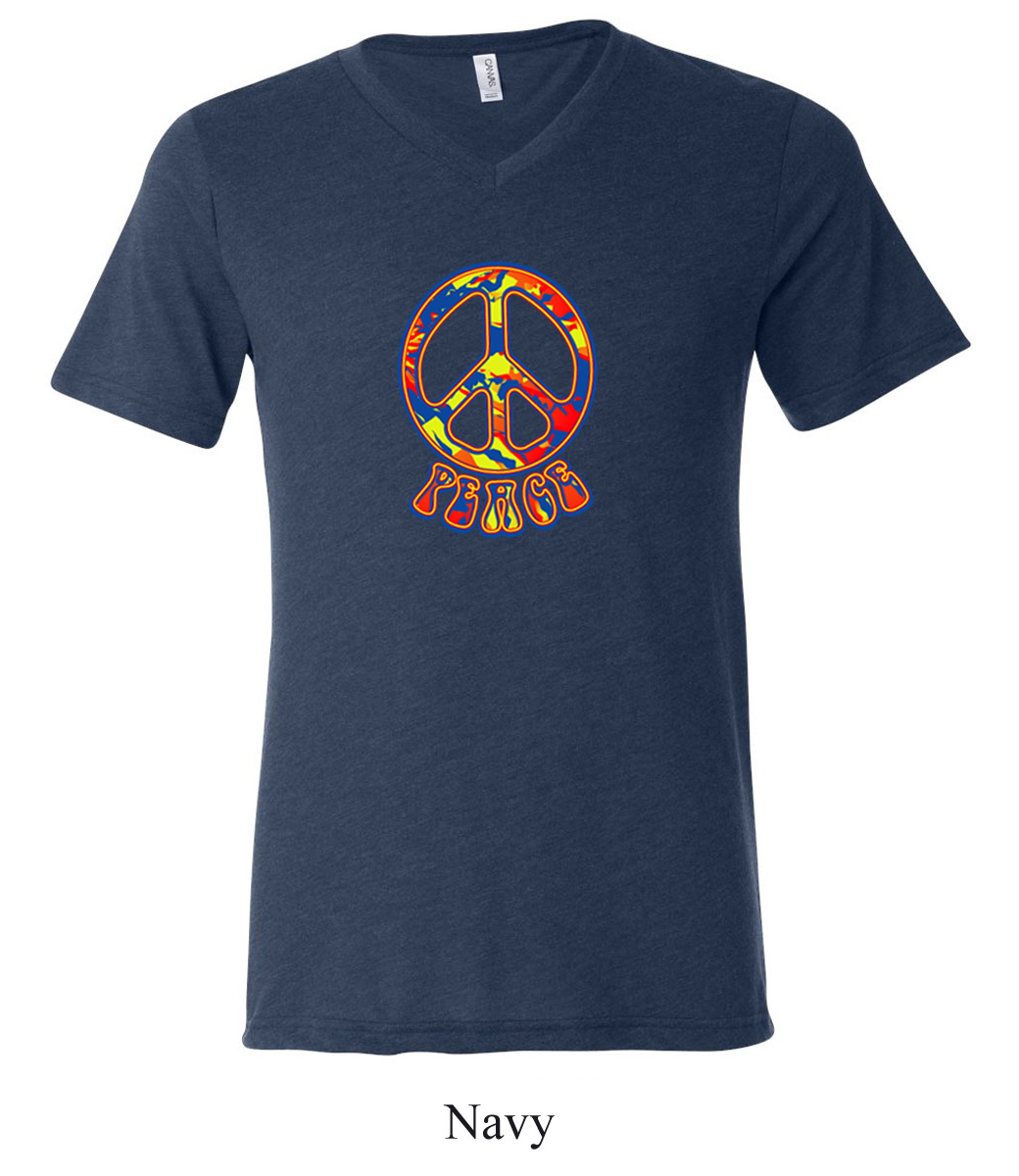 Mens Peace Shirt Funky Peace Tri Blend V-neck Tee T-Shirt - Funky Peace ...